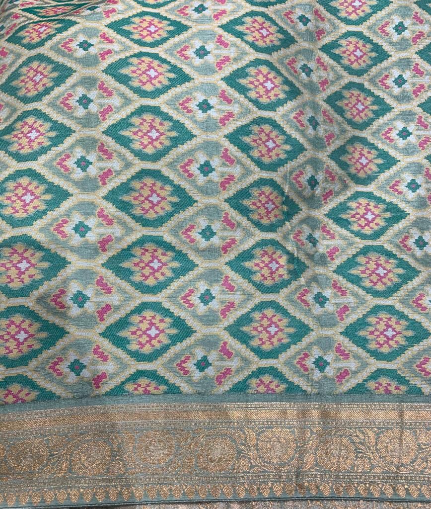 Pastel Sea Green Mint Munga with weaving silk Saree – ShopBollyWear.Com