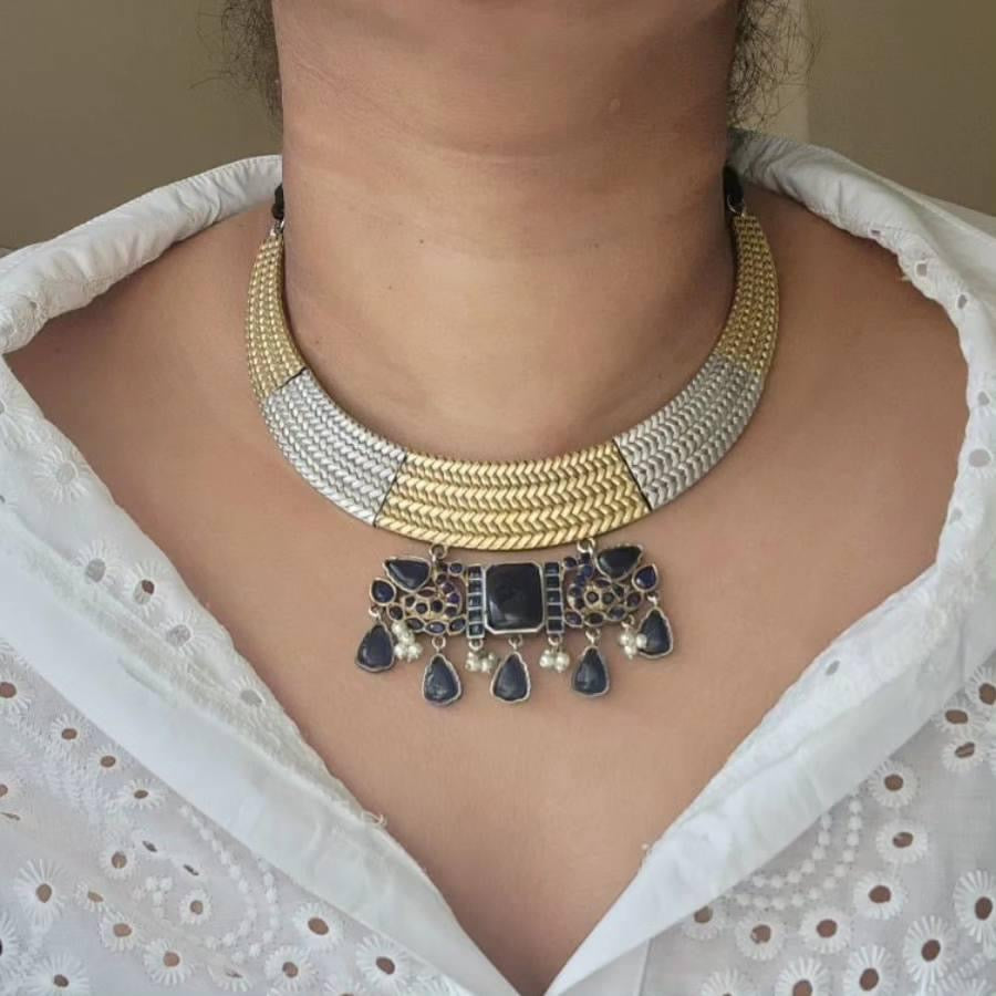 Antique silver Hasli Necklace SETI – ShopBollyWear.Com