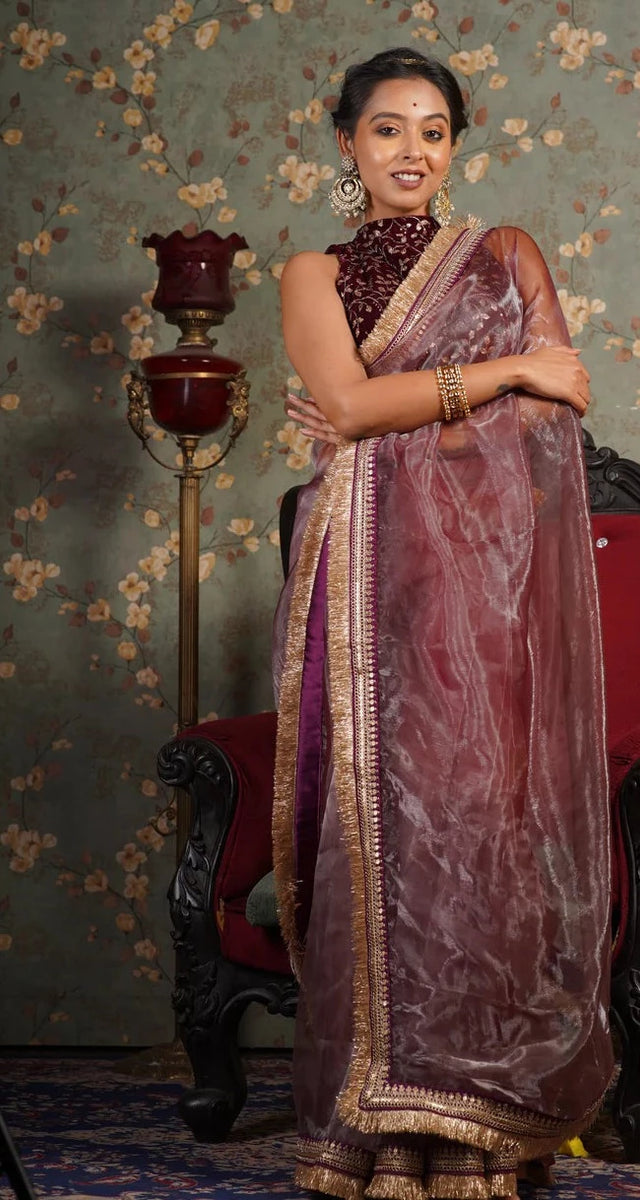 Coke Glass Tissue Banno Saree – ShopBollyWear.Com